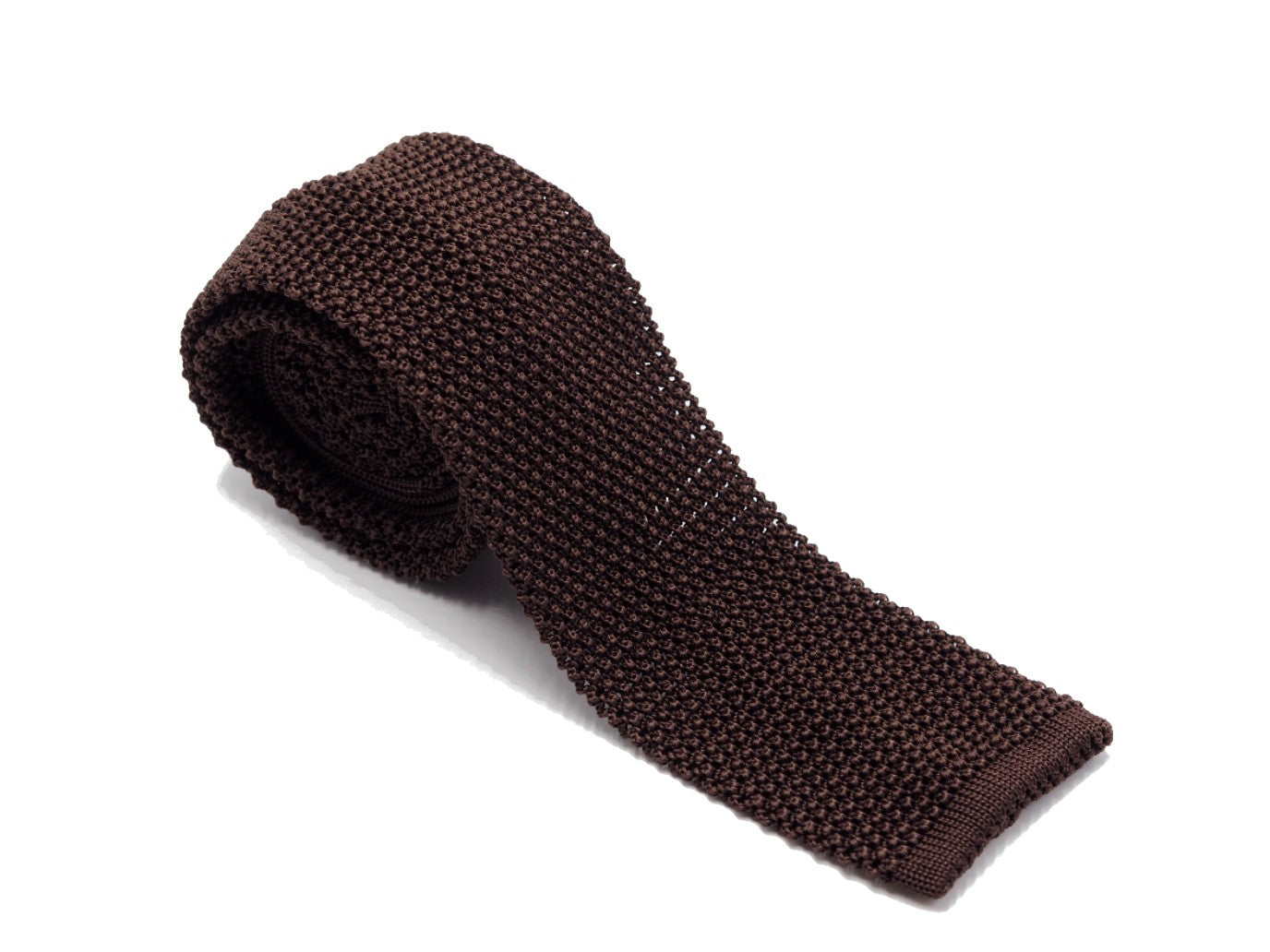 Double Monk Silk Knit Tie Dark Brown