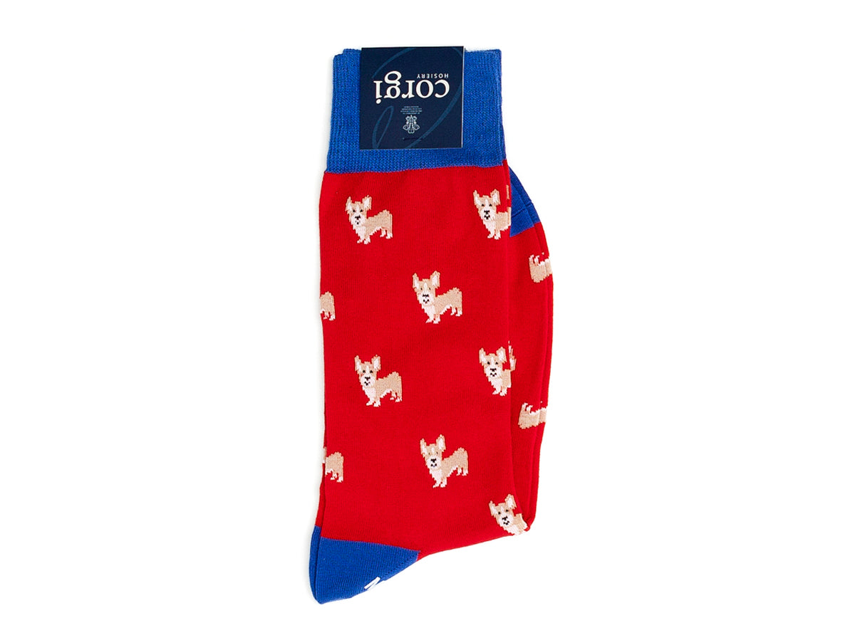 Dog Pattern Socks Red – Double Monk